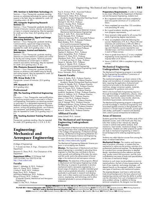 Mechanical And Aerospace Engineering - General Catalog - UC Davis