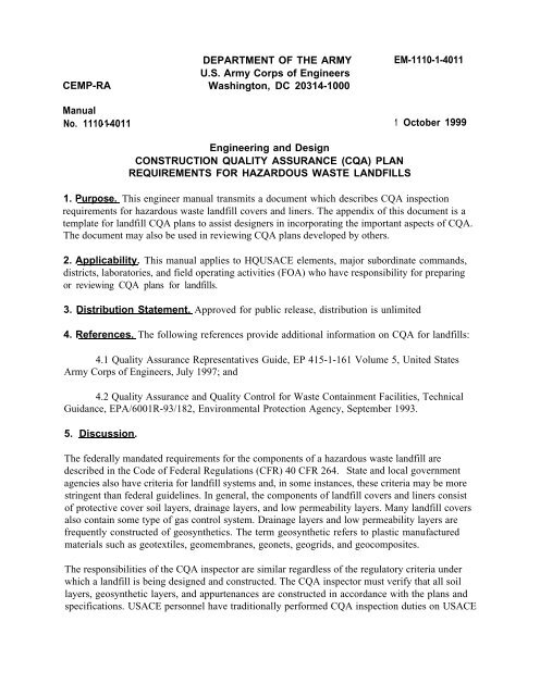 Basic document - Publications, US Army Corps of Engineers