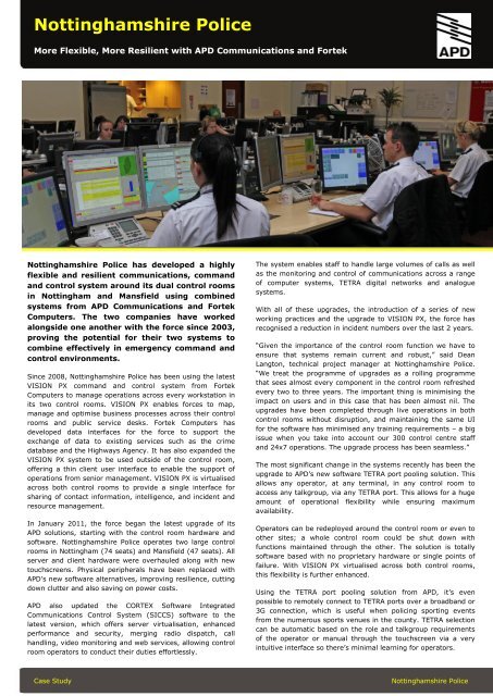 Nottinghamshire Police - APD Communications