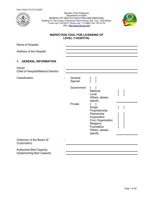 Inspection - Level 3 Hospital - DOH