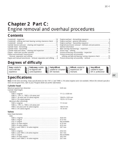 Chapter 2 Part C: Engine removal and overhaul procedures