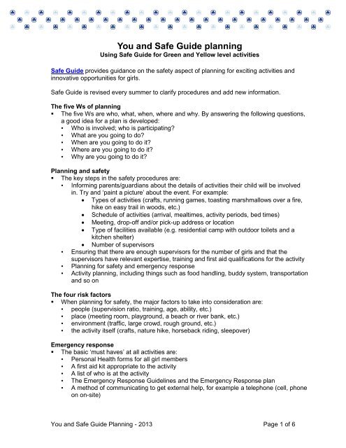 Safe Guide 2008: Activity Planning and Safety Management ... - Forms