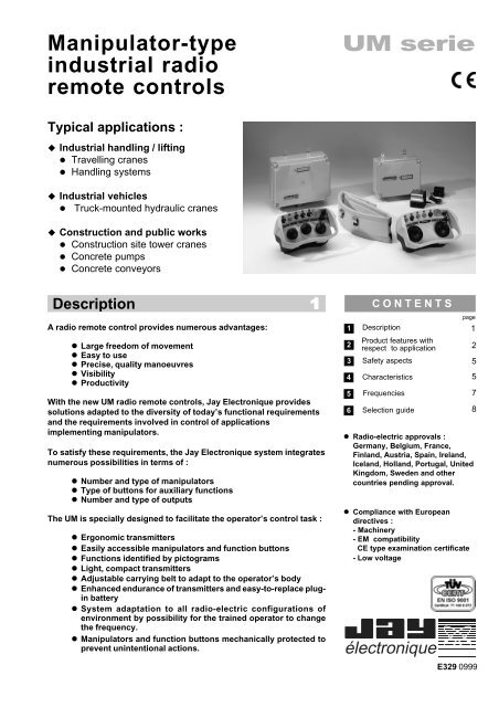 Manipulator-type industrial radio remote controls UM serie
