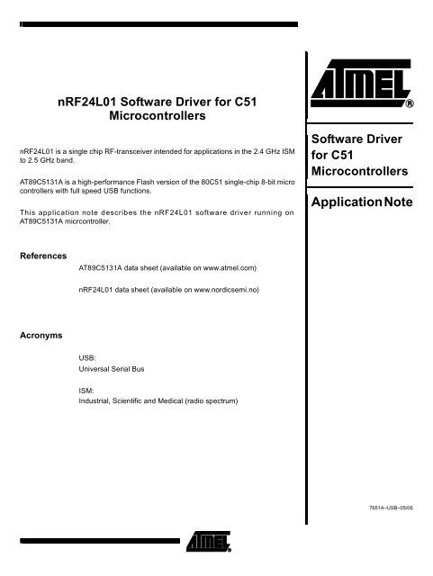 nRF24L01 Software Driver - Atmel Corporation
