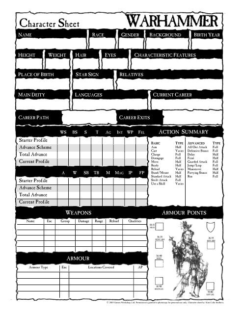 Character Sheet WARHAMMER - Natural Twenty Games