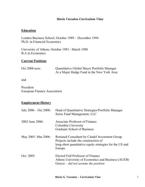 here - Maria Vassalou, PhD