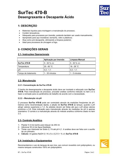 SurTec 470-B - Surtec do Brasil