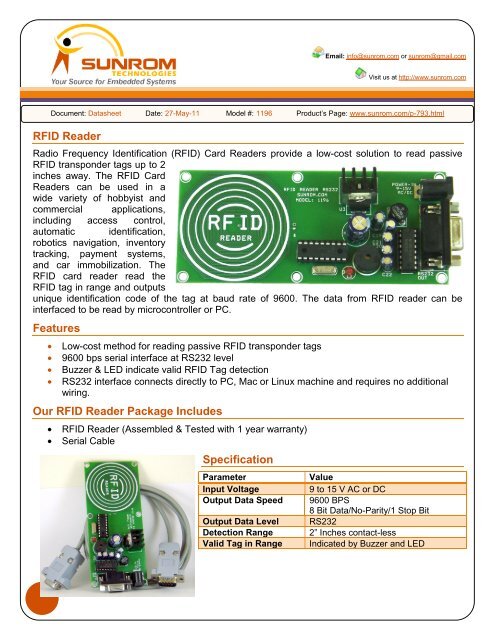 Data Sheet - Sunrom Technologies