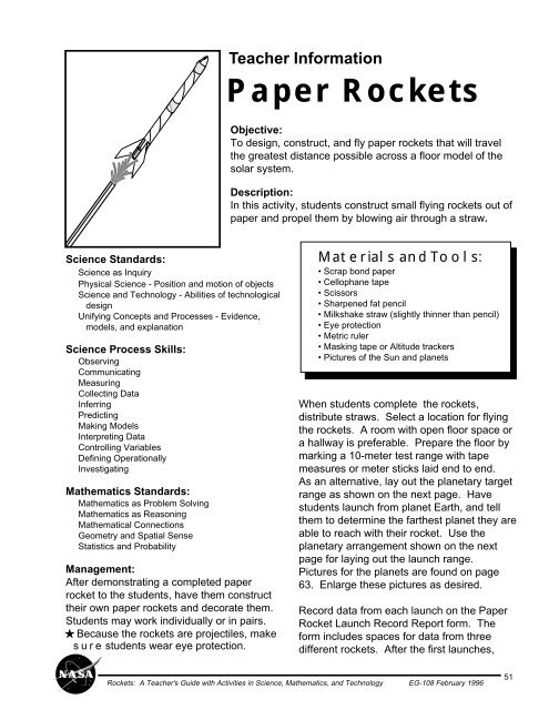 Students Building Paper Rocket Nasa