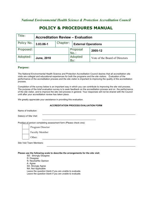 Accreditation Process Evaluation â Program Directors Form