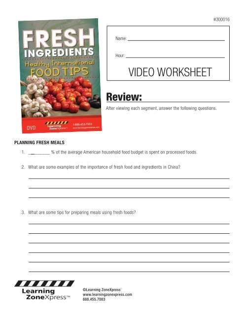 VIDEO WORKSHEET - Learning Zone Express
