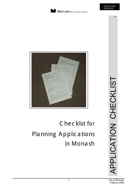 Checklist for Planning Applications - City of Monash