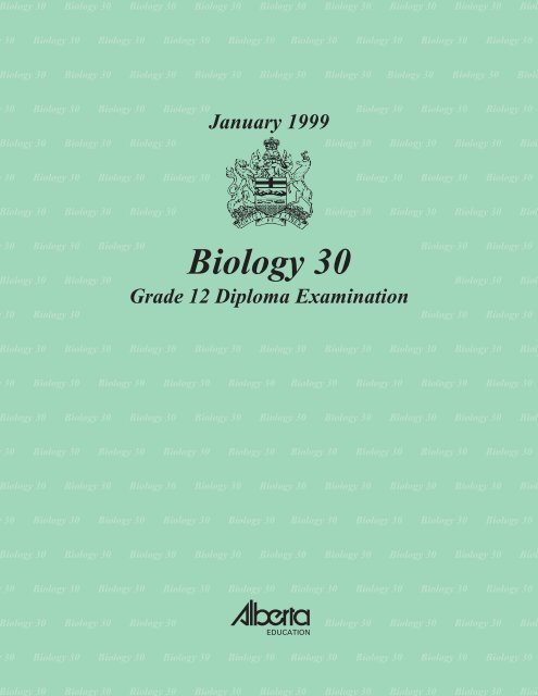 Biology 30 January 1999 Grade 12 Diploma Examination