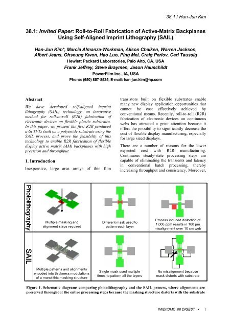 Roll-to-Roll Fabrication of Active-Matrix Backplanes Using Self ...