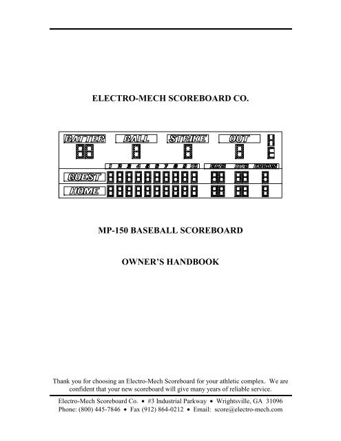 ELECTRO-MECH SCOREBOARD CO. MP-150 ... - Scoreboards