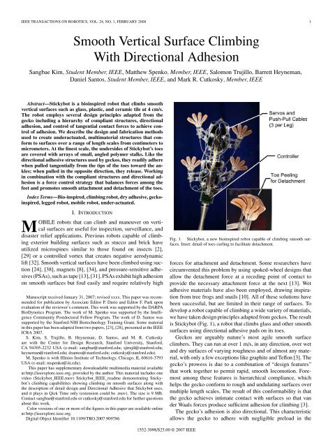 ieee transactions on robotics, vol. 24, no. 1 - Biomimetics and ... ieee transactions on robotics, vol. 24, no. 1 - Biomimetics and ...