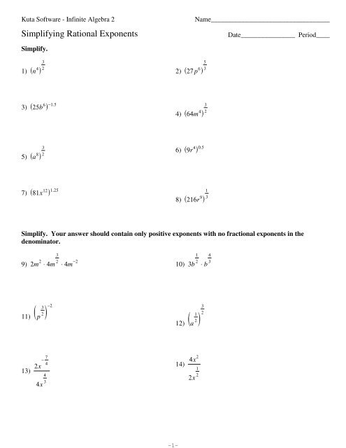 Simplifying Rational Exponents - Eastchester High School