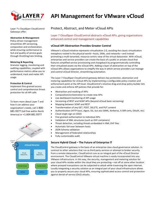 API Management for VMware vCloud - Layer 7 Technologies