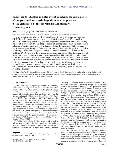 Improving the shuffled complex evolution scheme for optimization of ...
