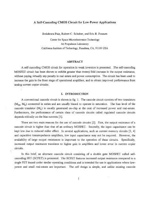 A Self Cascoding Cmos Circuit For Low Power Eric Fossum