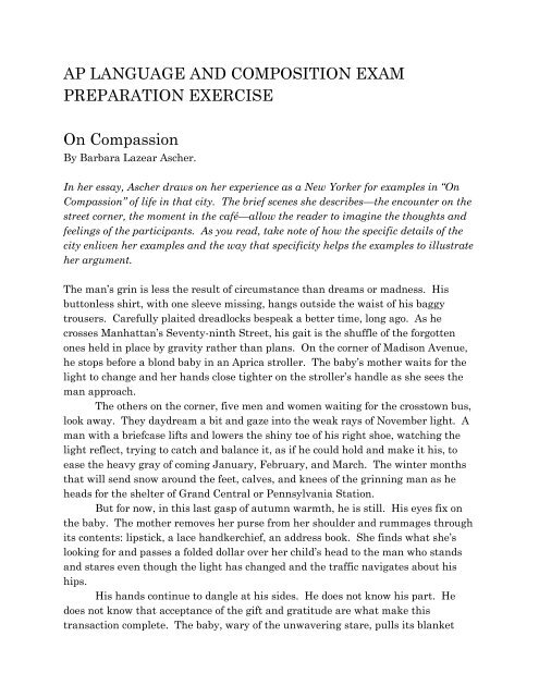 AP LANGUAGE AND COMPOSITION EXAM PREPARATION ...