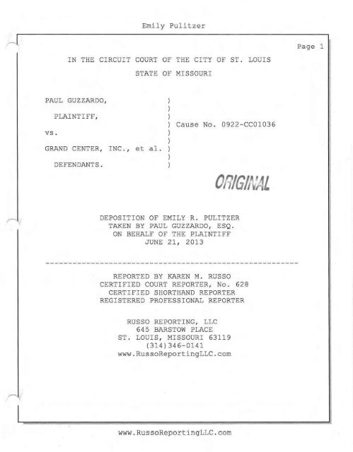 Emily Pulitzer Deposition Transcript - buildbetterbarrel