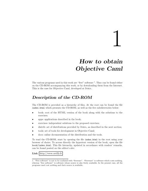 Chapter 1 How To Obtain Objective Caml The Caml Language Inria