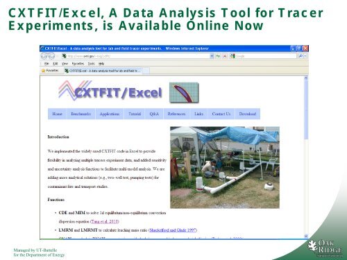 CXTFIT/Excel, A Data Analysis Tool for Tracer ... - CiteSeerX