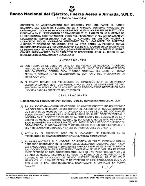 Banco Nacional del Ejército, Fuerza Aérea y Armada, SNC - Banjercito