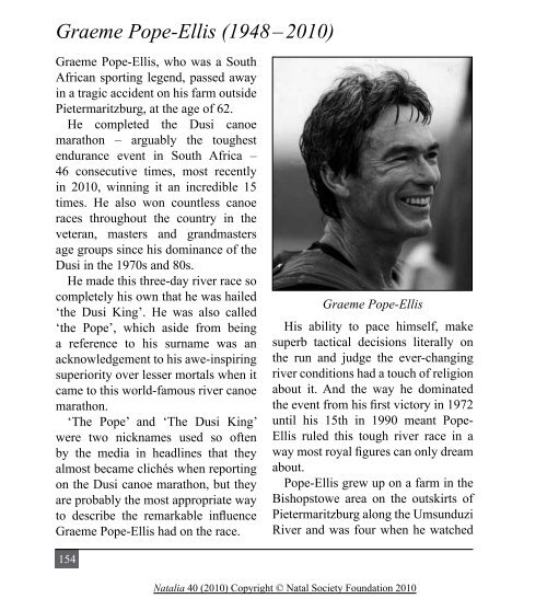 Graeme Pope-Ellis (1948 â 2010) - Pmbhistory.co.za