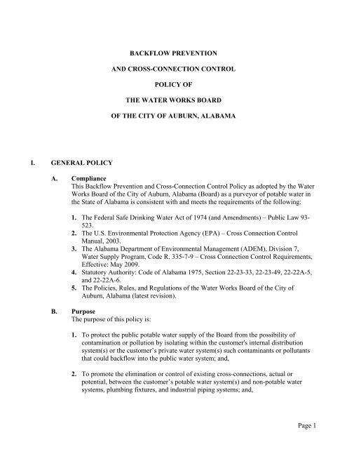 BACKFLOW PREVENTION AND CROSS-CONNECTION CONTROL ...