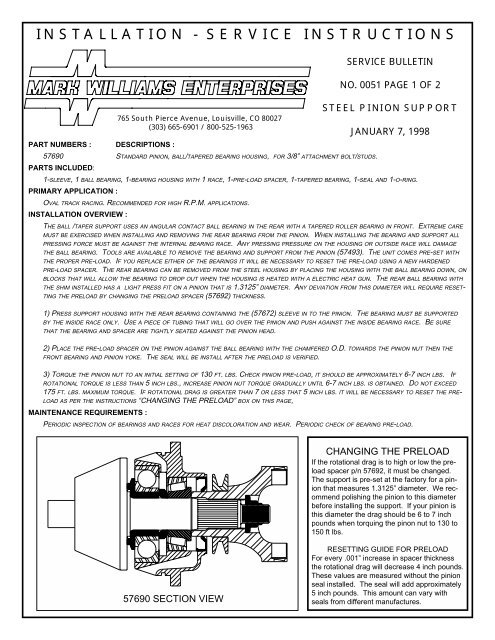 installation - service instructions - Mark Williams Enterprises