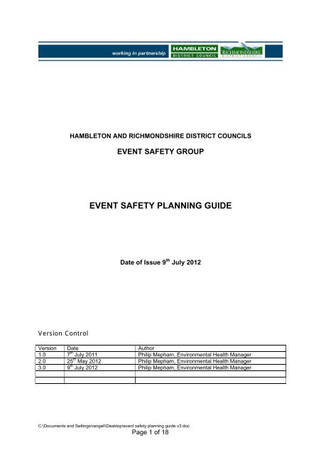 EVENT SAFETY PLANNING GUIDE - Hambleton District Council