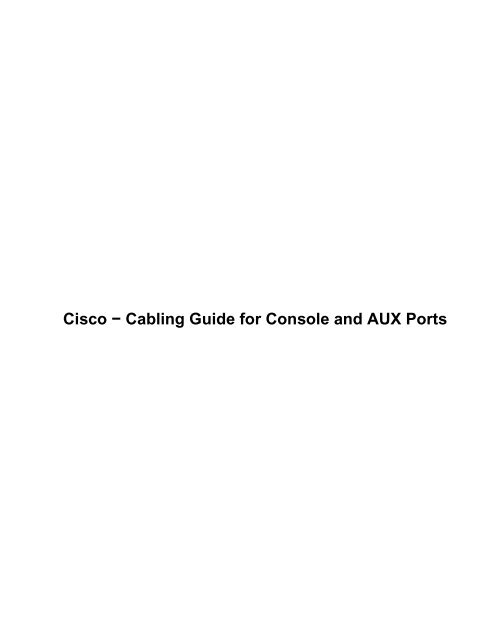 Cisco - Cabling Guide for Console and AUX Ports - GIRET