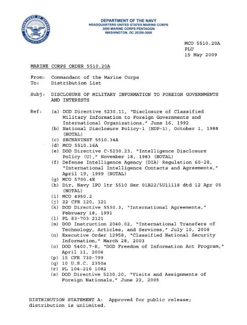MCO 5510.20A - Marine Corps Installations East