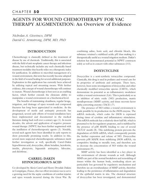 AGENTS FOR WOUND CHEMOTHERAPY FOR VAC THERAPY ...