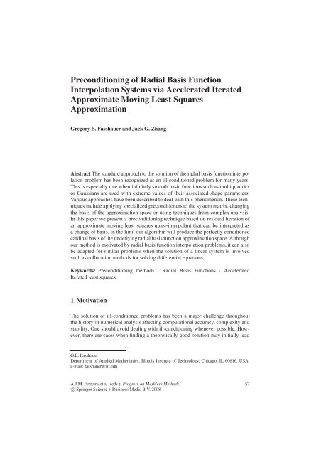 Preconditioning Of Radial Basis Function Interpolation Systems Via