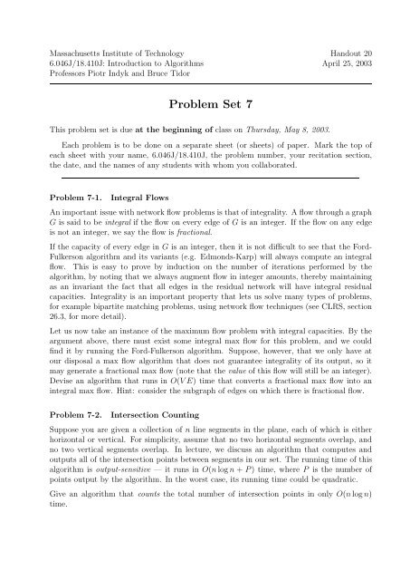 Problem Set 7 - MIT LCS Theory of Computation Group