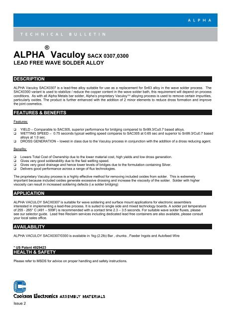 TB Alpha Vaculoy SACX - The Solder Connection