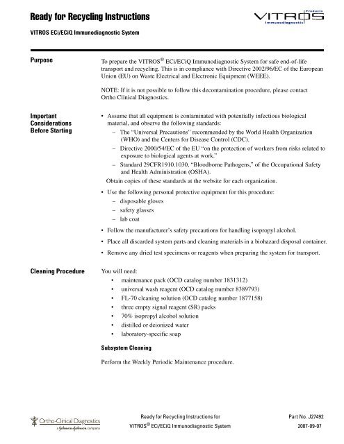 Ready for Recycling Instructions - Notes/Domino Release Notes