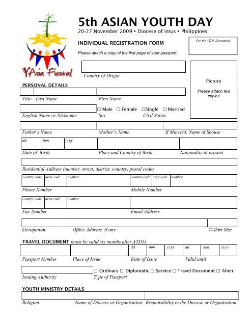 INDIVIDUAL REGISTRATION FORM