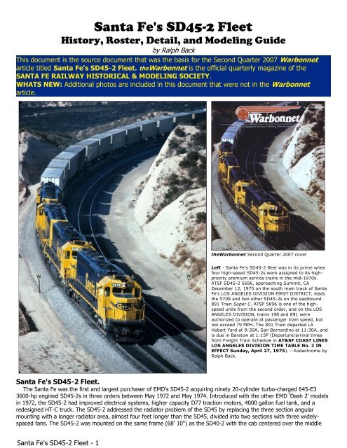 Santa Fe's SD45-2 Fleet - Santa Fe Railway Historical & Modeling ...