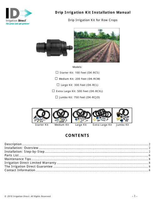 Drip Irrigation Kit Instruction Manual - Irrigation Direct