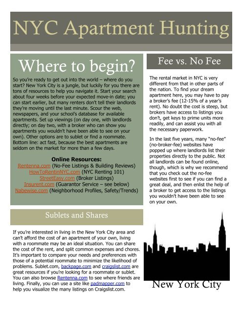 NYC Apartment Hunting Guide