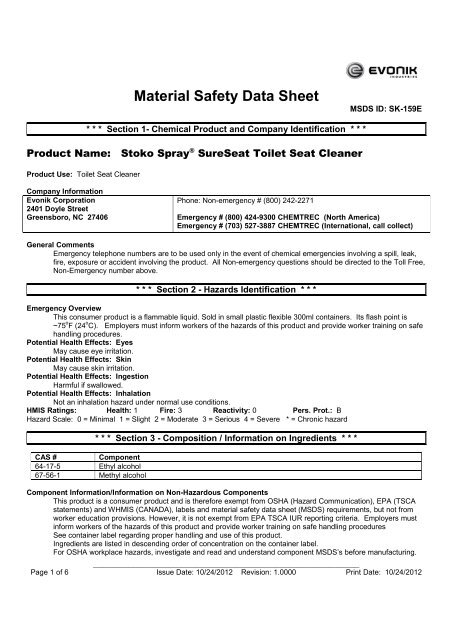 Stoko Spray SureSeat Toilet Seat Cleaner - STOKO Skin Care