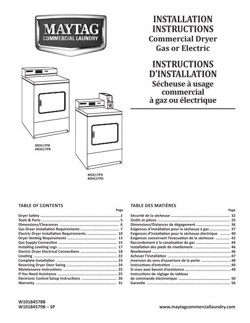 installation instructions instructions d'installation - Maytag ...