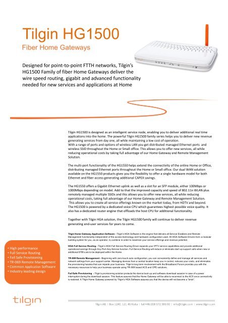 HG1500 Datasheet - Tilgin