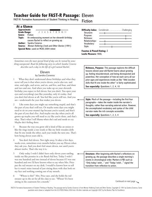 Sandra Cisneros Poem Eleven | Sitedoct.org