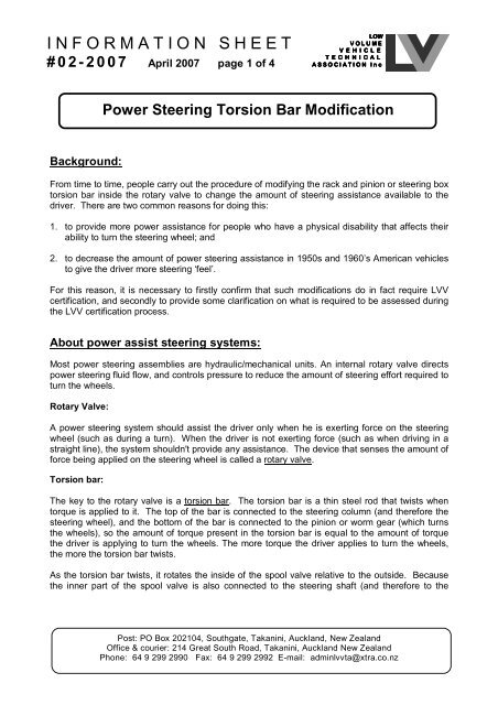 Info #02-2007 Power Steering Torsion Bar Modification - lvvta