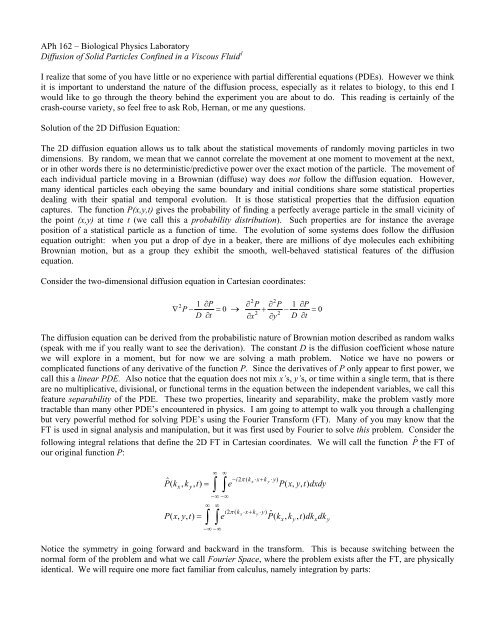 Solution To The 2d Diffusion Equation Rob Phillips Group